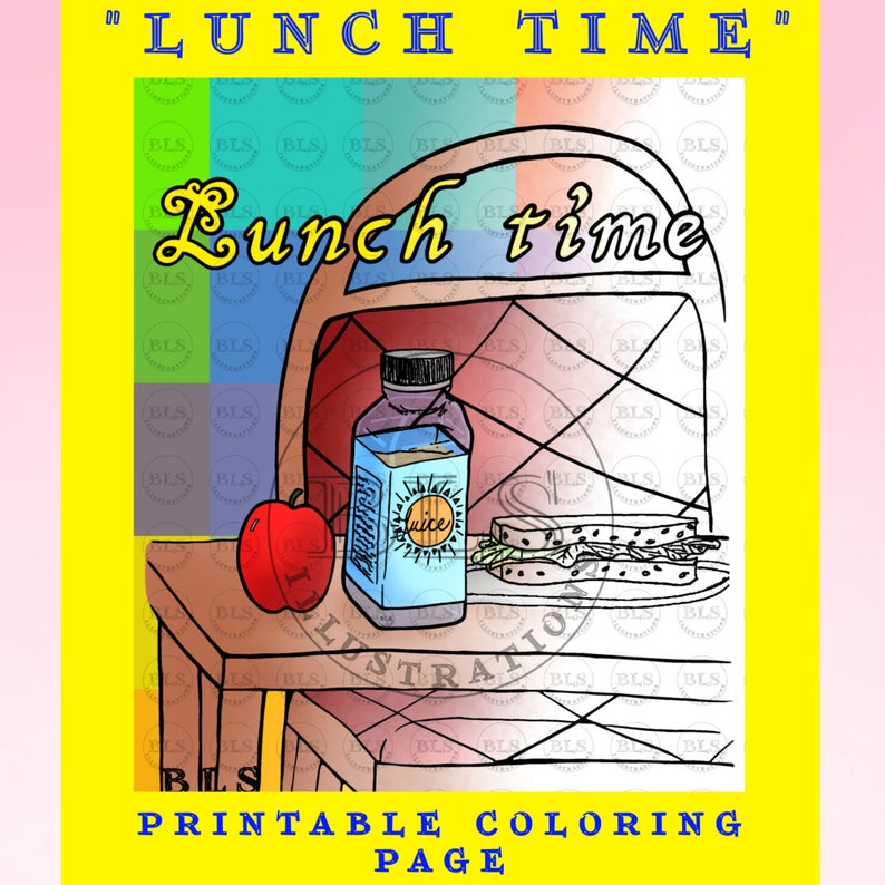 Lunch Time Printable Coloring Page Food Colouring Sheet Digital ...