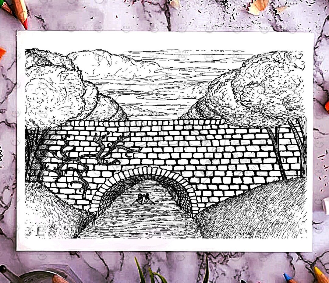 Coloring Page-stonebridge Printable - Etsy