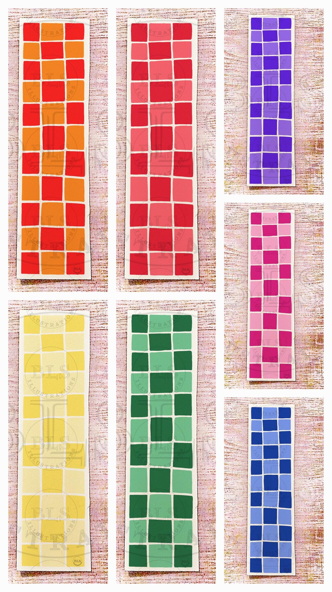 Digital Bookmarks Set-checkered (no Outline) Geometric Printable ...