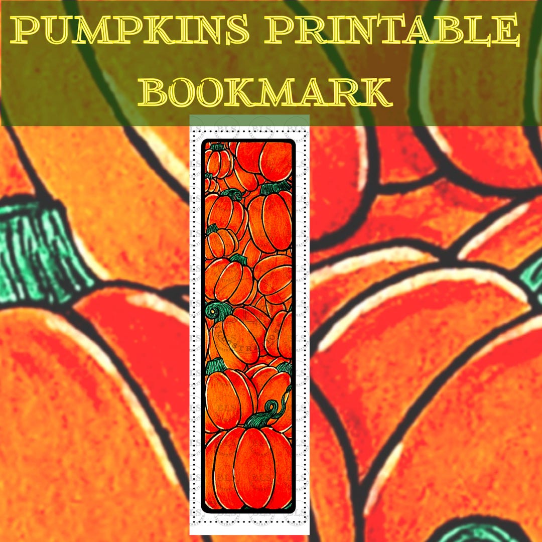 Printable Bookmark-pumpkins Fall Bookmark-autumn Bookmark-bookmark Png ...