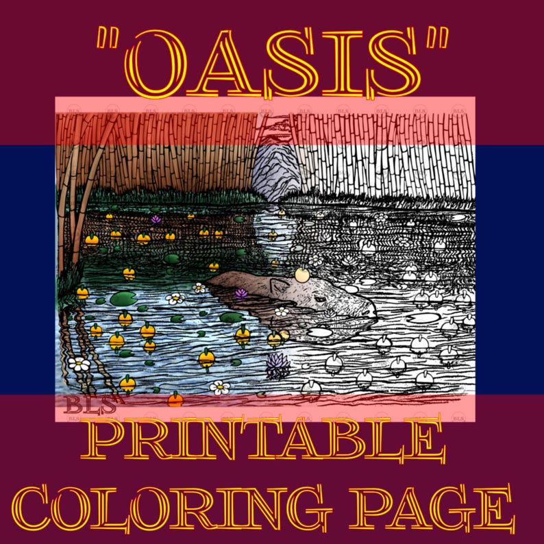 10x8 Coloring Page-oasis Printable Coloring Page - Etsy