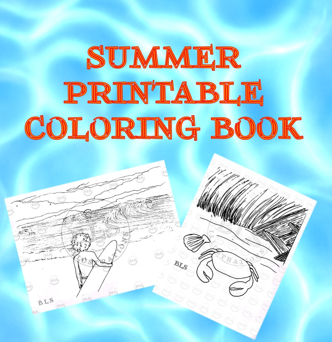 Summer Printable Coloring Book for Kids and Adults Digital Download ...