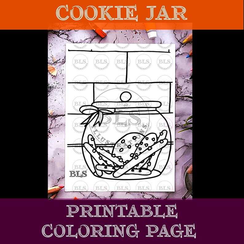 Coloring Page-cookie Jar Printable Coloring-indoor Activity for Kids-coloring Activity for ...