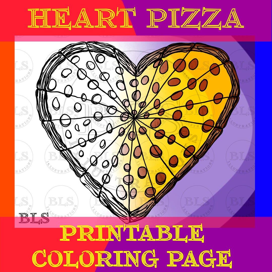 Digital Download-heart Pizza Printable Coloring Page - Etsy