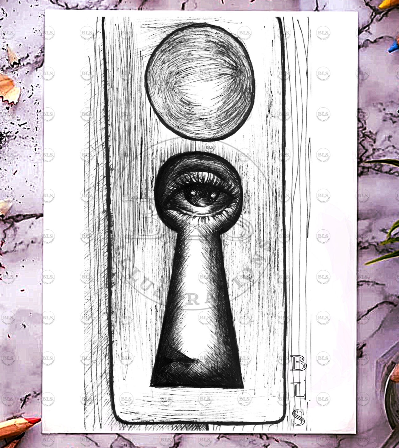 Adult Coloring Page-the Keyhole Printable Coloring-coloring Page - Etsy