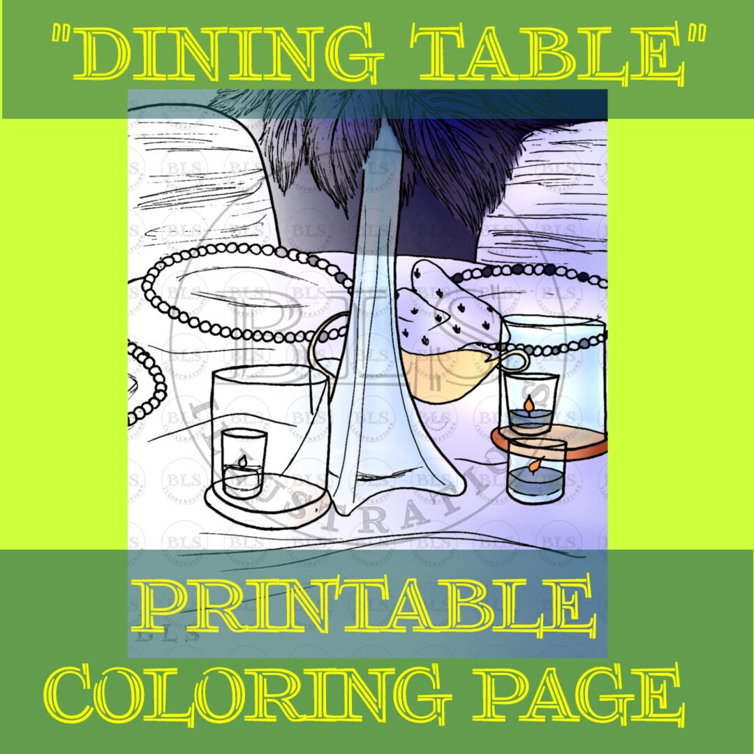 Table à manger à colorier à imprimer Téléchargement numérique Coloriage ...