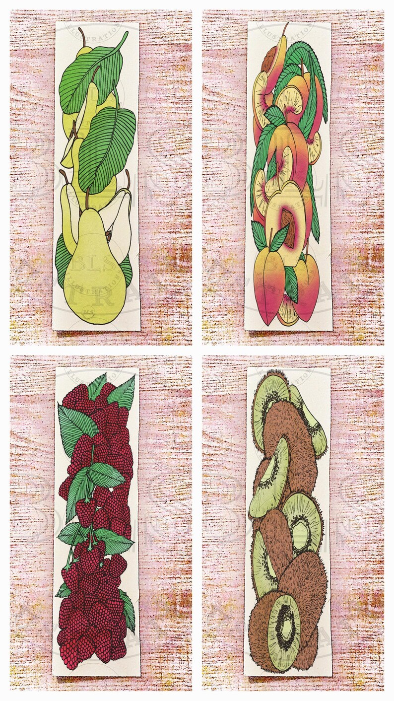 Digital Bookmarks Set-fruit Printable Bookmarks Bundle - Etsy