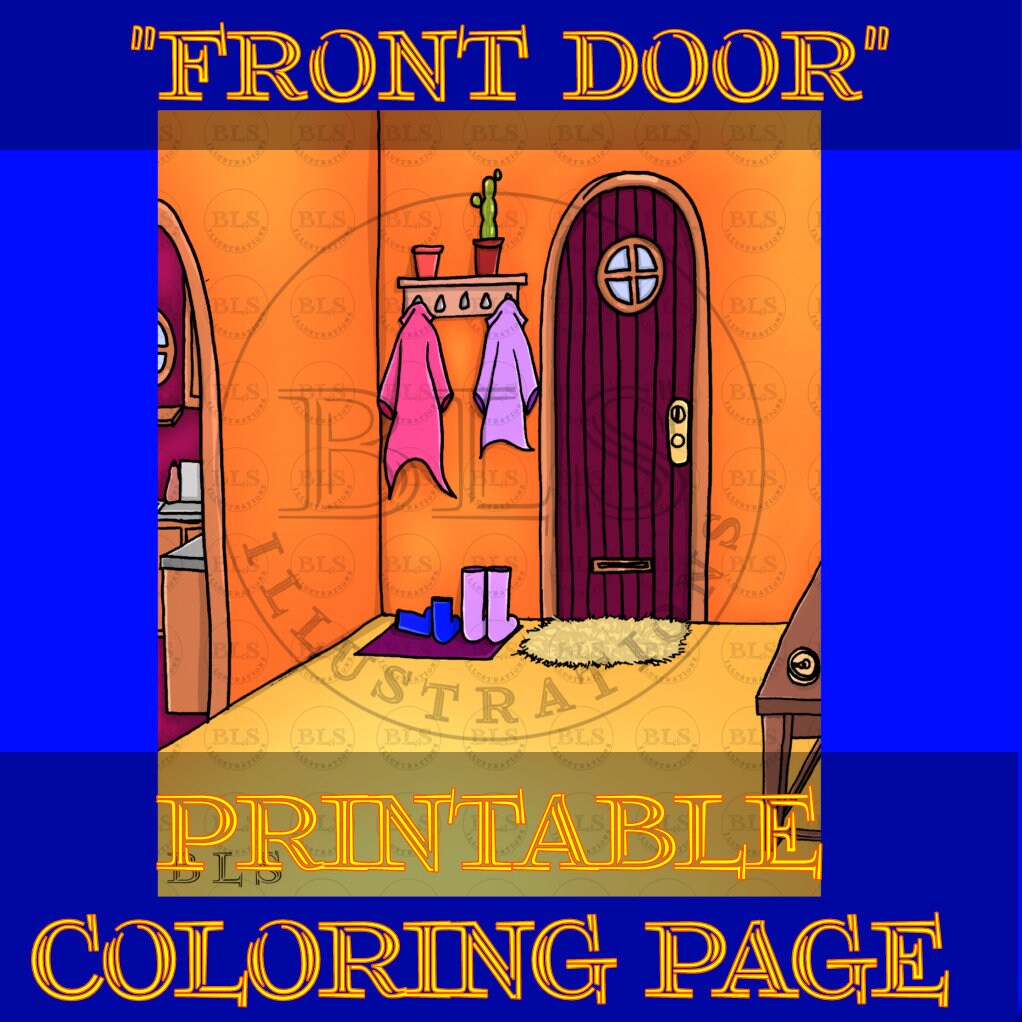 Coloring Page-front Door Printable - Etsy