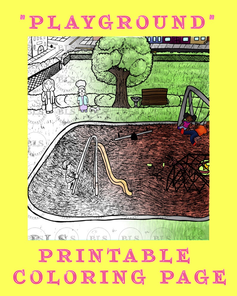 Playground Printable Coloring Page Original Hand Drawn - Etsy