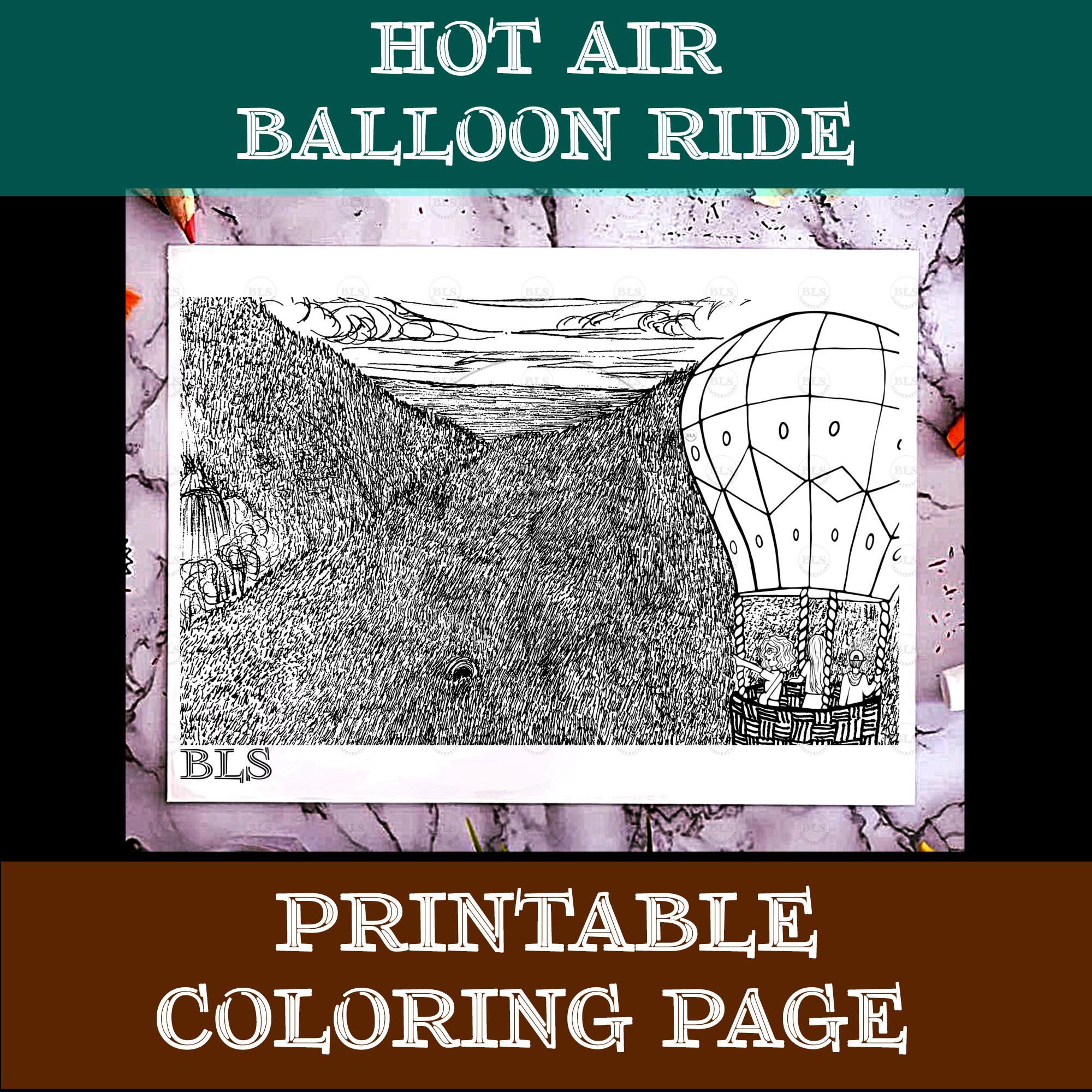 Digital Coloring Sheet-printable Coloring-hot Air Balloon Ride Coloring ...