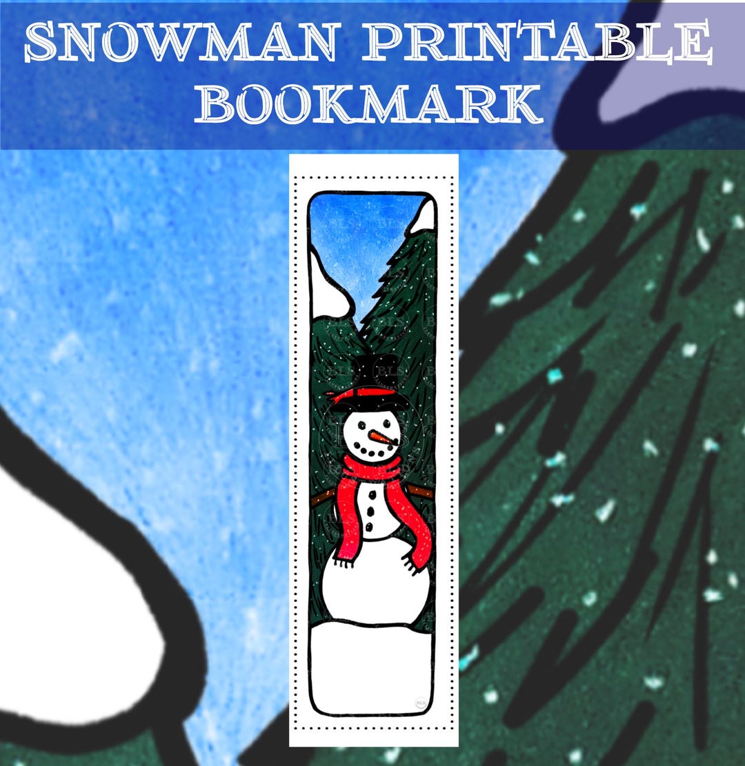 Snowman Printable Bookmark - Etsy