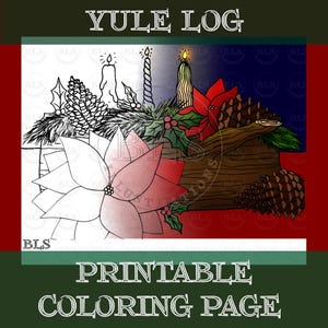 Printable Coloring Page Yule Log Digital Download Christmas Coloring ...
