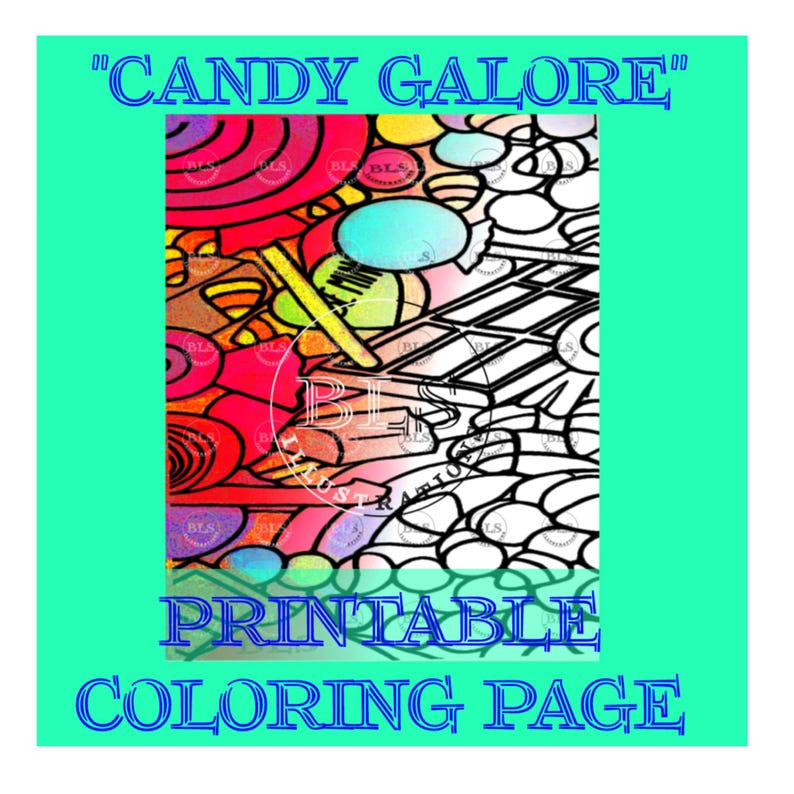 Adult Coloring Page-candy Galore Printable Coloring-coloring Page-kids ...