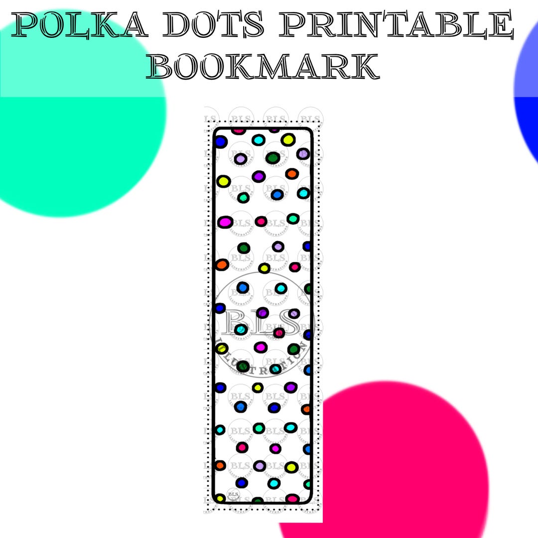 Printable Bookmark-colorful Polka Dot(white) Digital Bookmark-bookmark ...