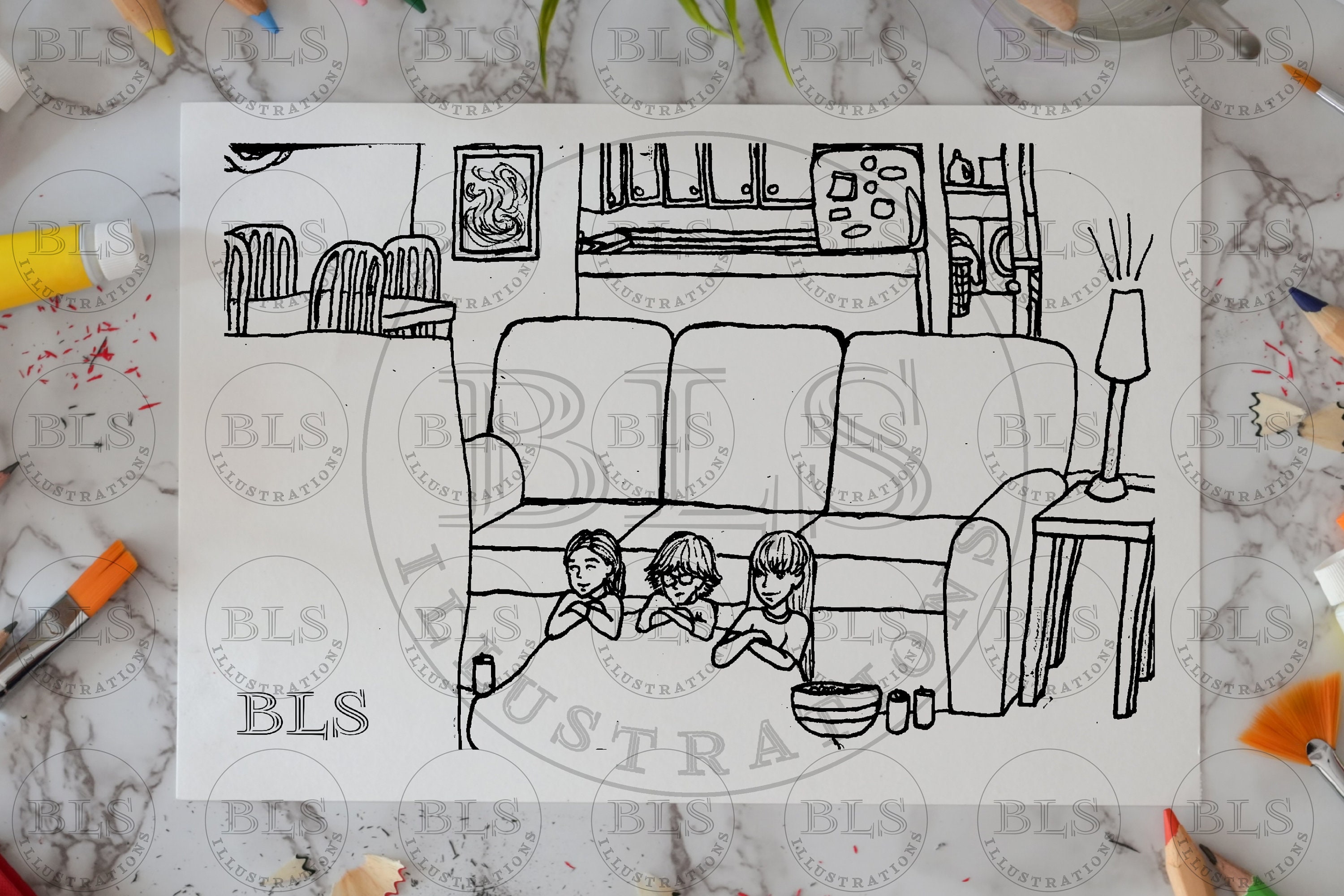 Movie Marathon Printable Coloring Page Original Hand Drawn - Etsy