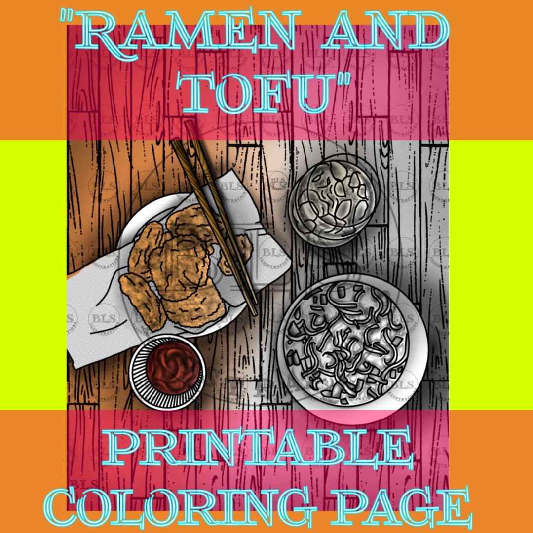 Digital Coloring Sheet-ramen and Tofu Printable Coloring-coloring Page ...