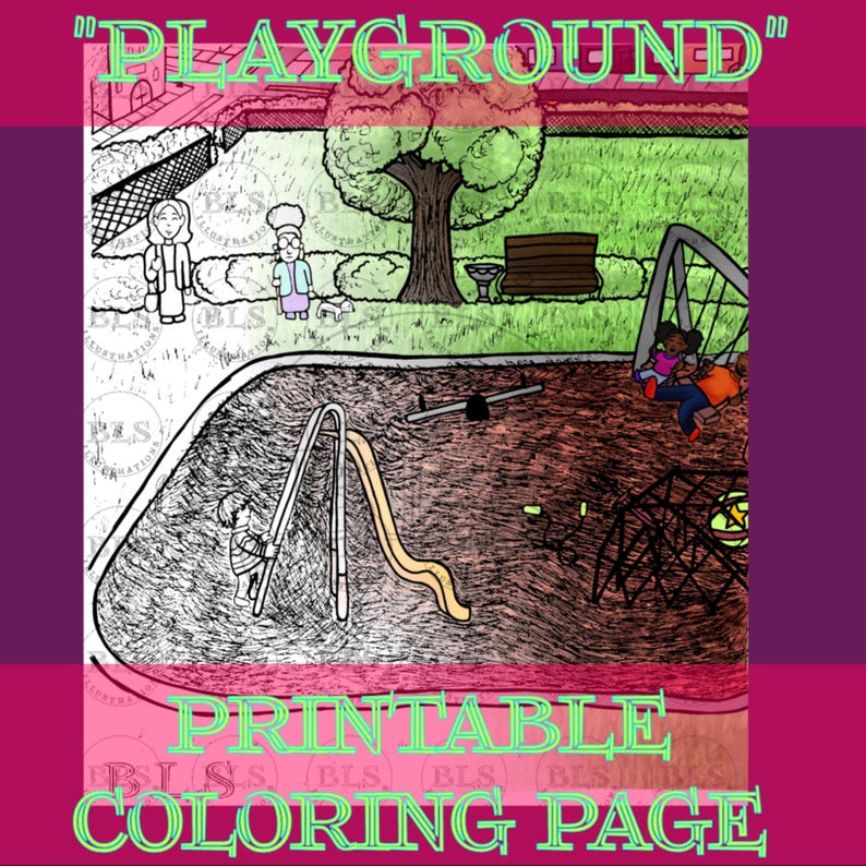 Coloring Page-playground Printable Coloring-line Art-hand Drawn ...