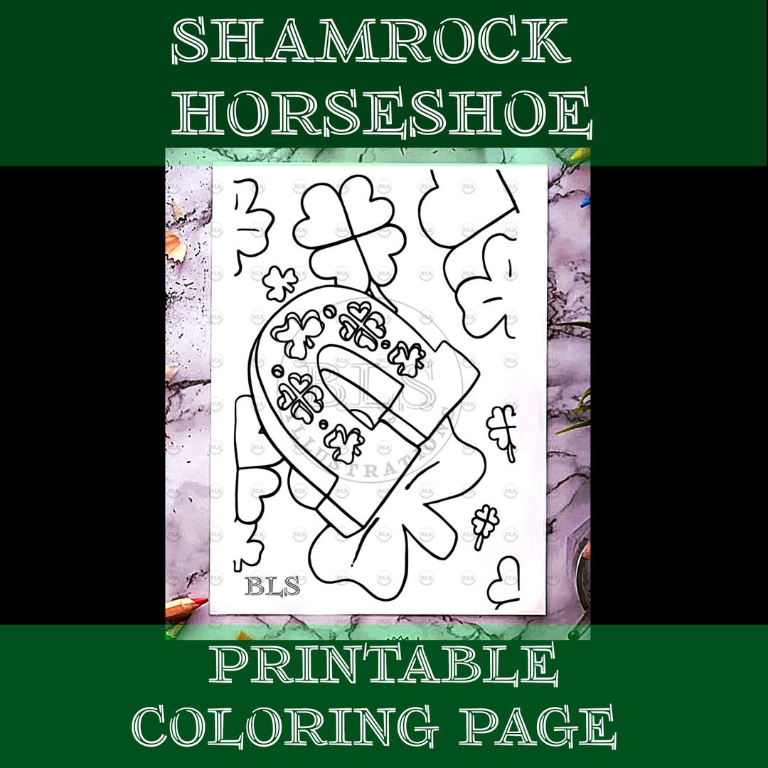 Coloring Page-shamrock Horseshoe Printable Coloring-st Patrick's Day ...