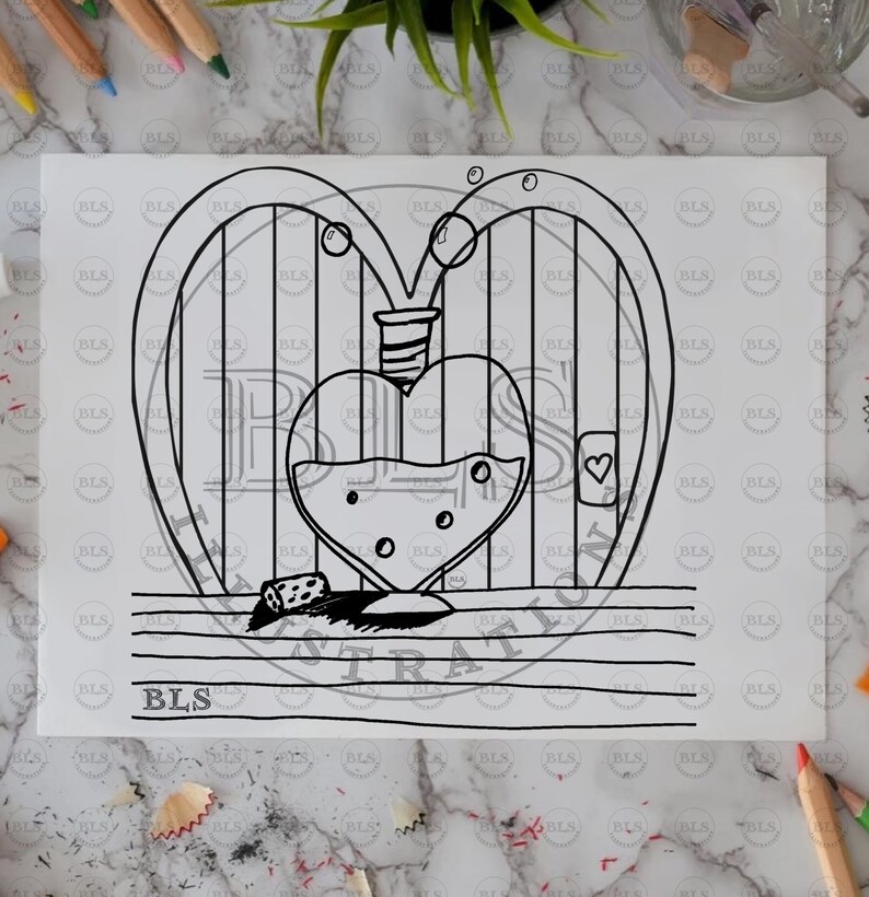 Love Potion Printable Coloring Page - Etsy
