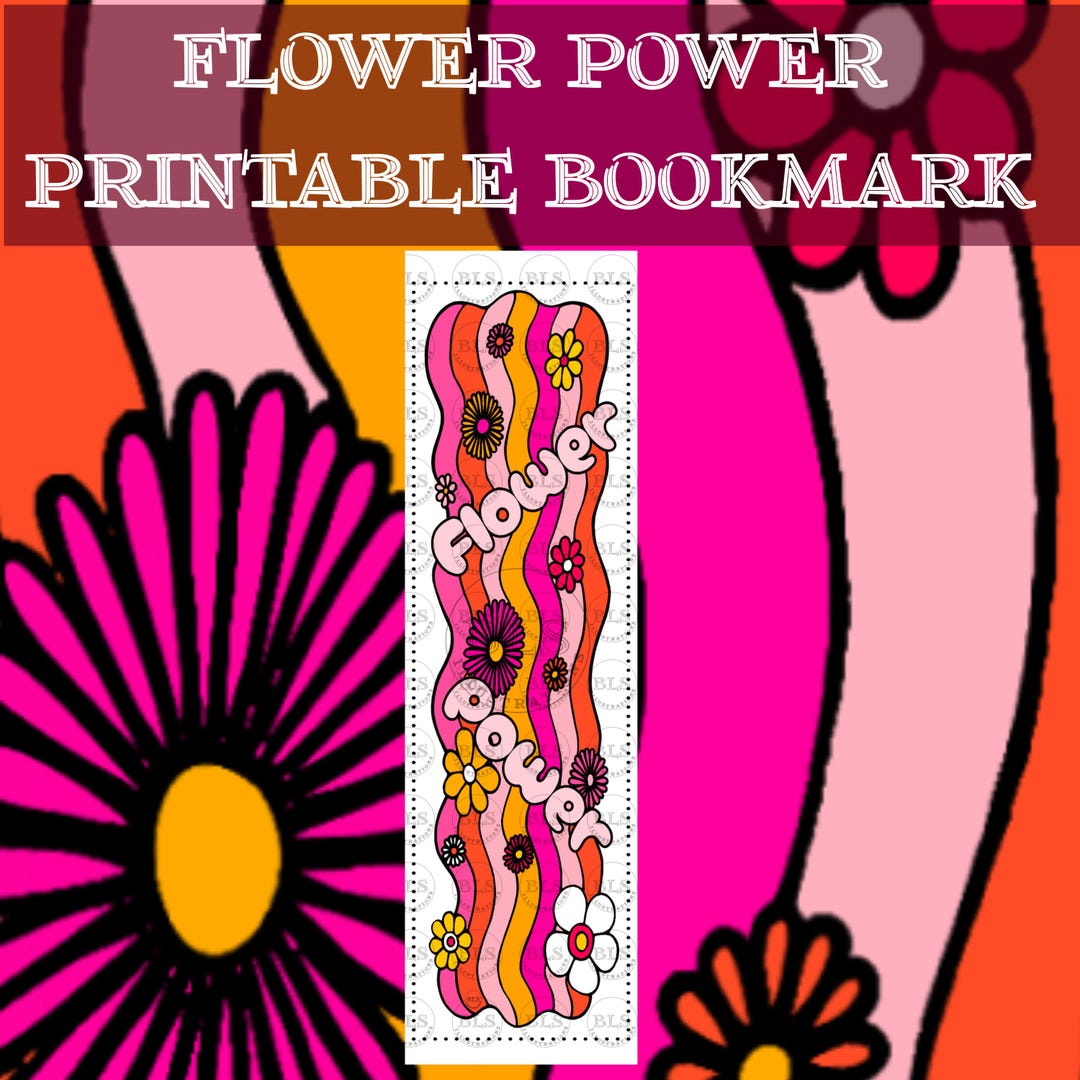 Digital Bookmark-wavy Pattern Floral Printable Bookmark - Etsy