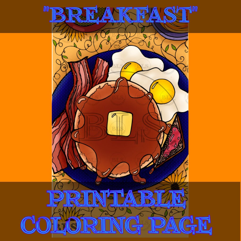 Breakfast Printable Coloring Page - Etsy