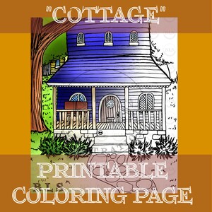 Cottage House Printable Coloring Page Digital Download Adult Coloring ...