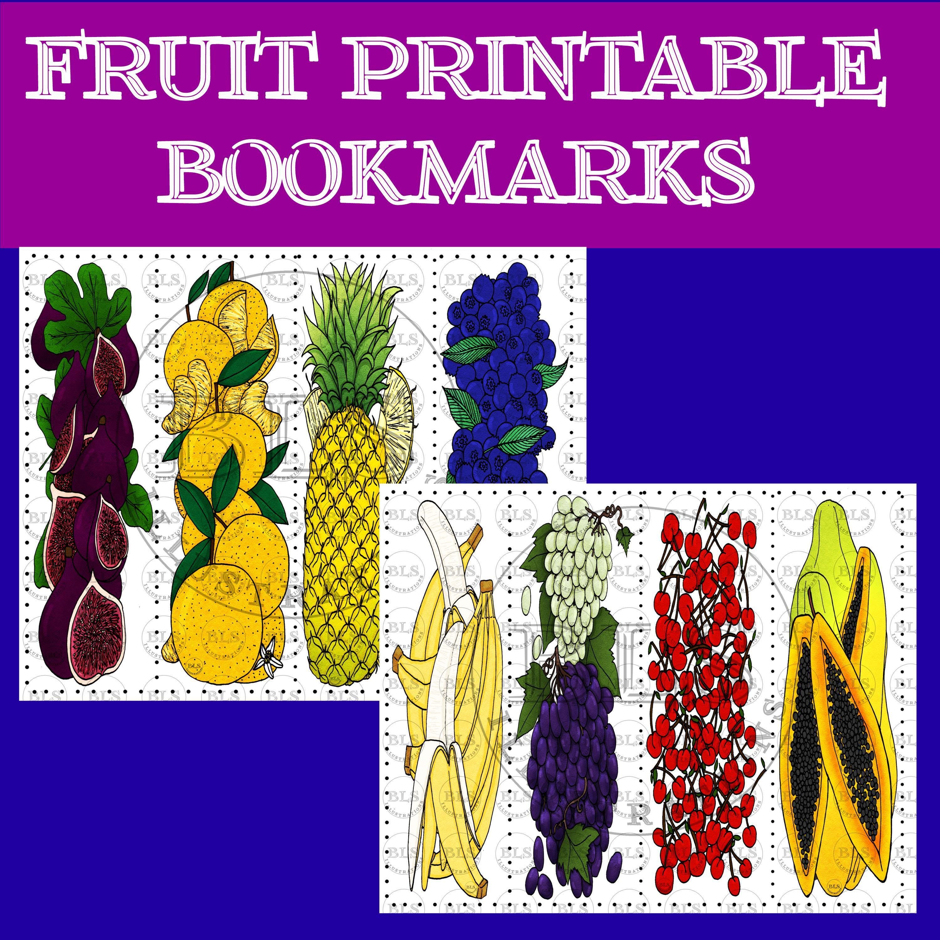 Digital Bookmarks Set-fruit Printable Bookmarks Bundle - Etsy