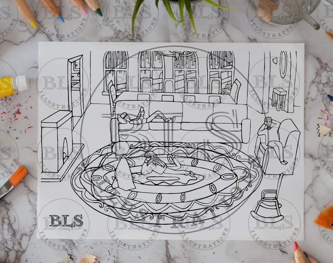 Winter Resort Printable Coloring Page Holiday Digital Download - Etsy