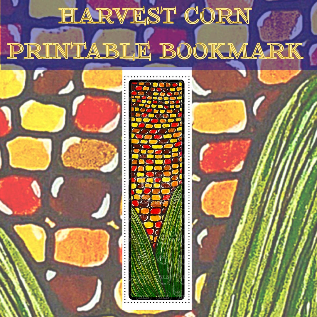 Harvest Corn Printable Bookmark-fall Bookmark-autumn Bookmark-bookmark ...