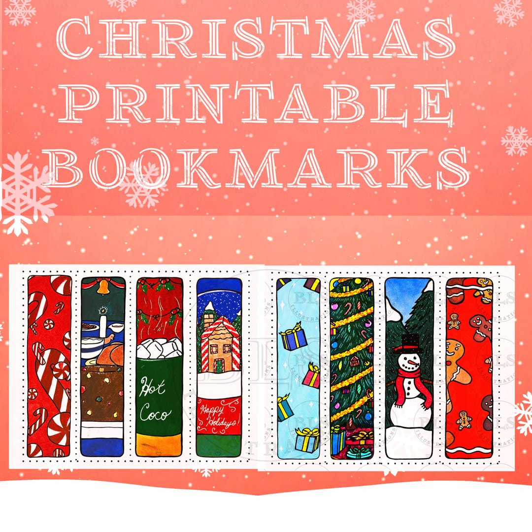 Digital Bookmarks-christmas Printable Bookmarks-christmas Bookmarks ...