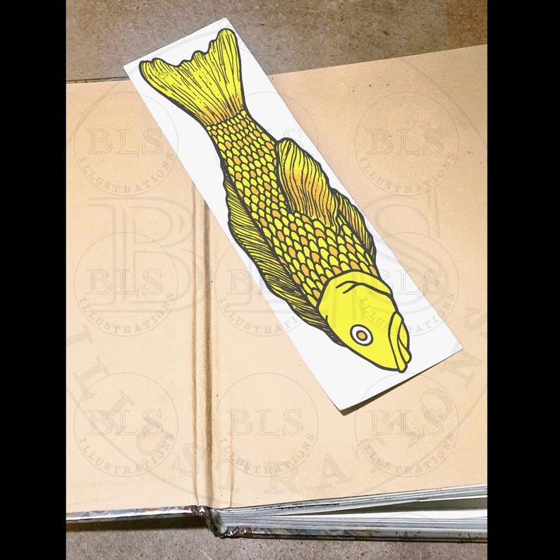 Digital Bookmark-yellow Fish Printable Bookmark - Etsy