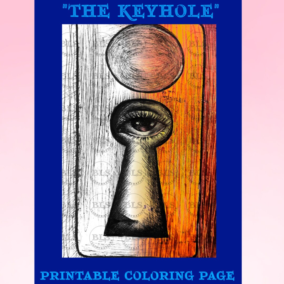 The Keyhole Printable Coloring Page Original Hand Drawn Artwork PNG ...