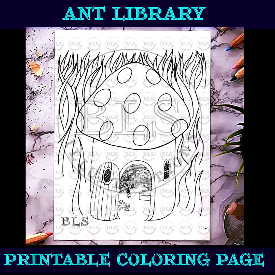 Adult Coloring Page-ant Library Printable Coloring-coloring Page for ...