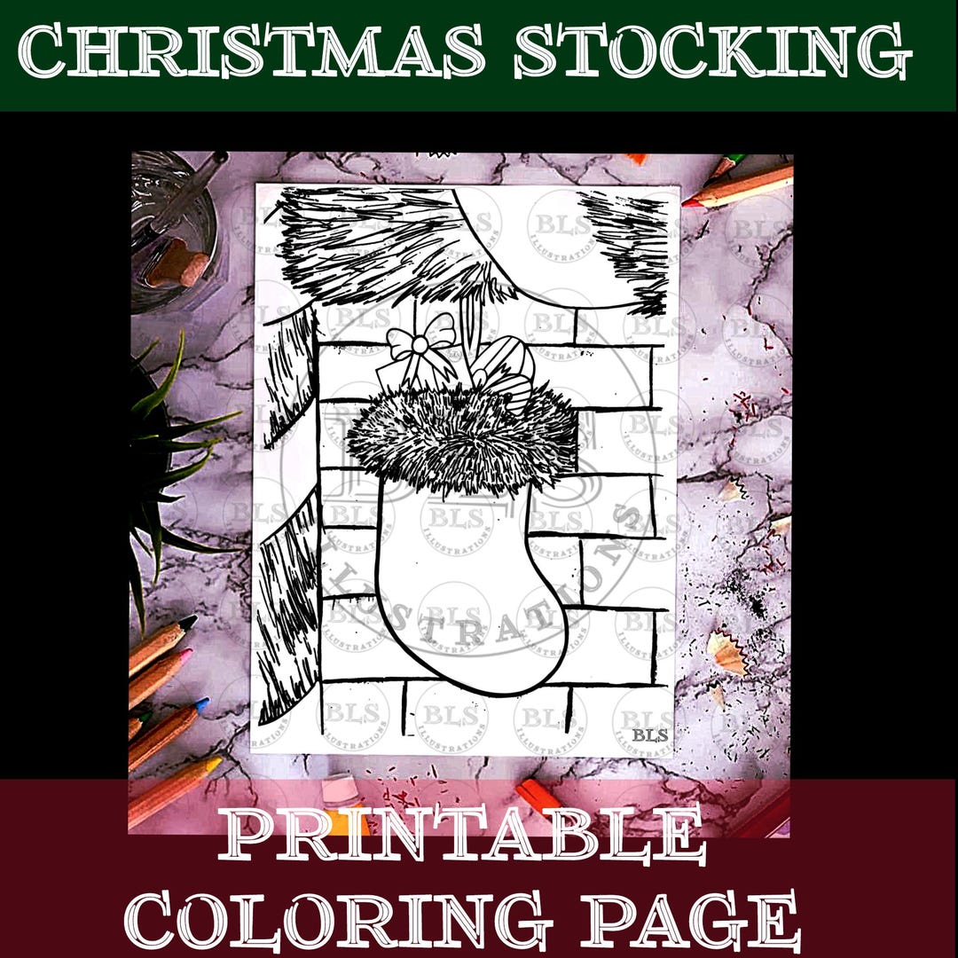 Adult Coloring Page-christmas Stocking Printable Coloring-coloring Page ...