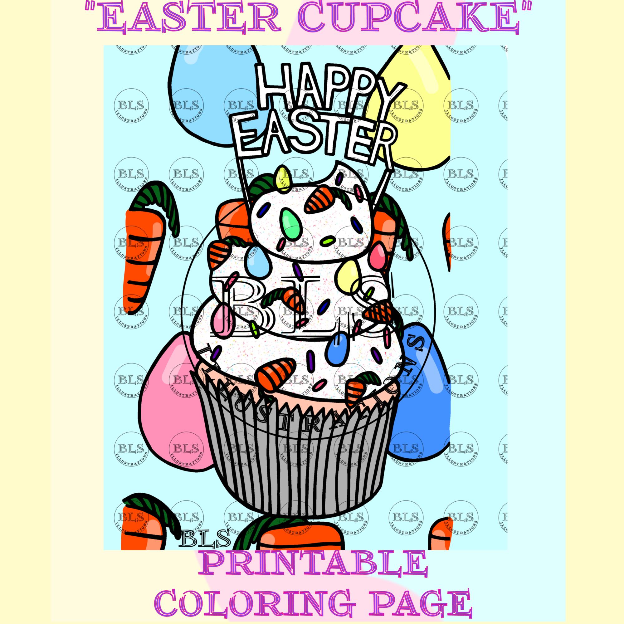 Digital Coloring Page-easter Cupcake Printable Coloring Sheet - Etsy