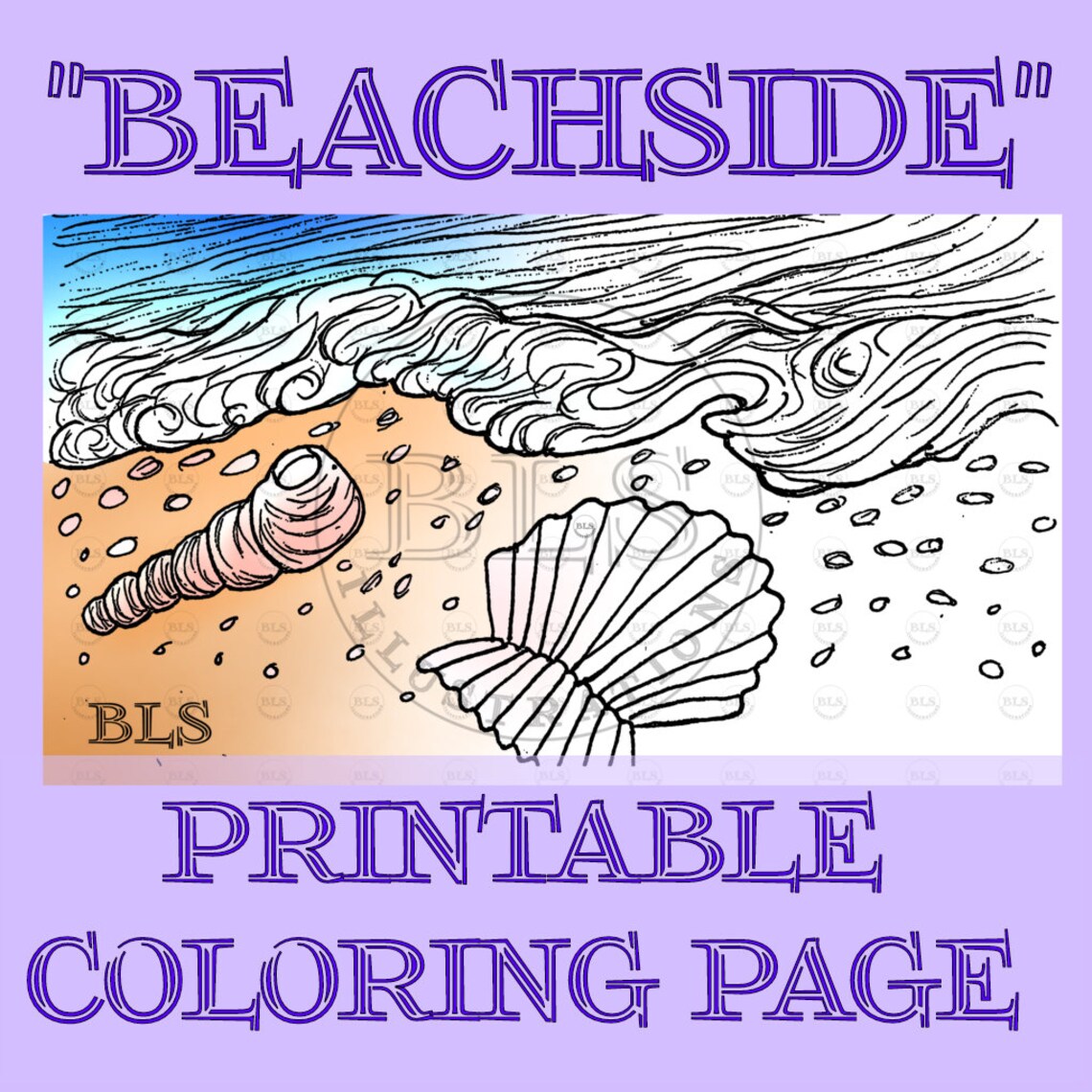 Beachside Printable Coloring Page for Kids and Adults Coloring Sheet ...