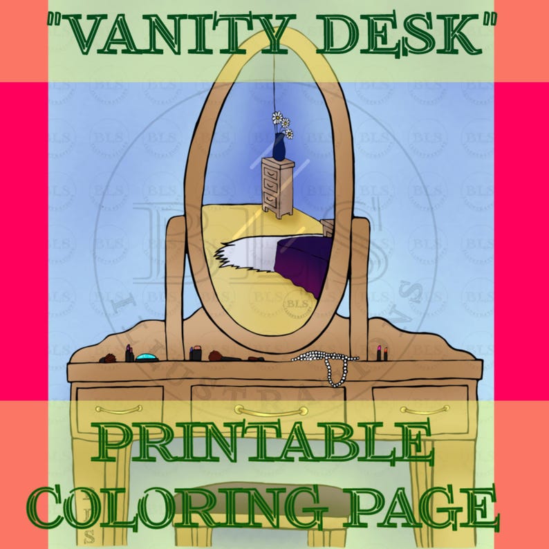 Coloring Page-vanity Desk Printable Coloring-line Art-cartoon ...