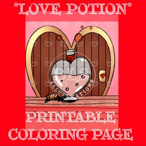 Coloring Page-love Potion Printable Coloring- Valentine's Day Holiday ...