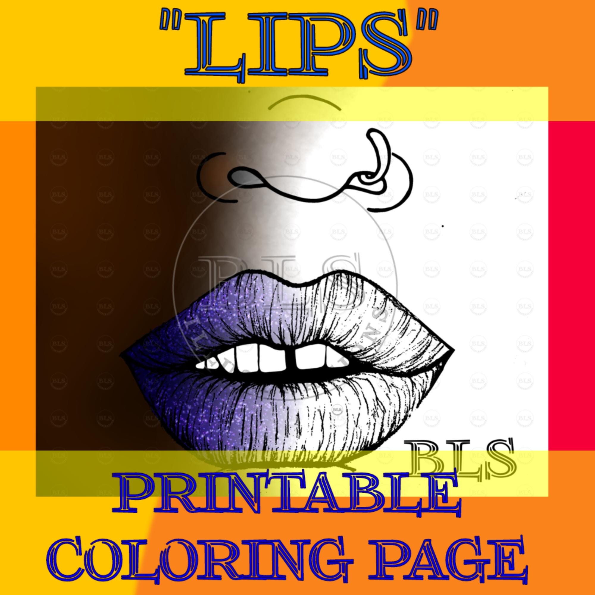 Adult Coloring Page-lips Printable Coloring-coloring Page-coloring Page ...