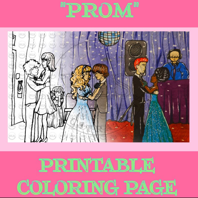 Digital Download-prom Printable Coloring Page - Etsy