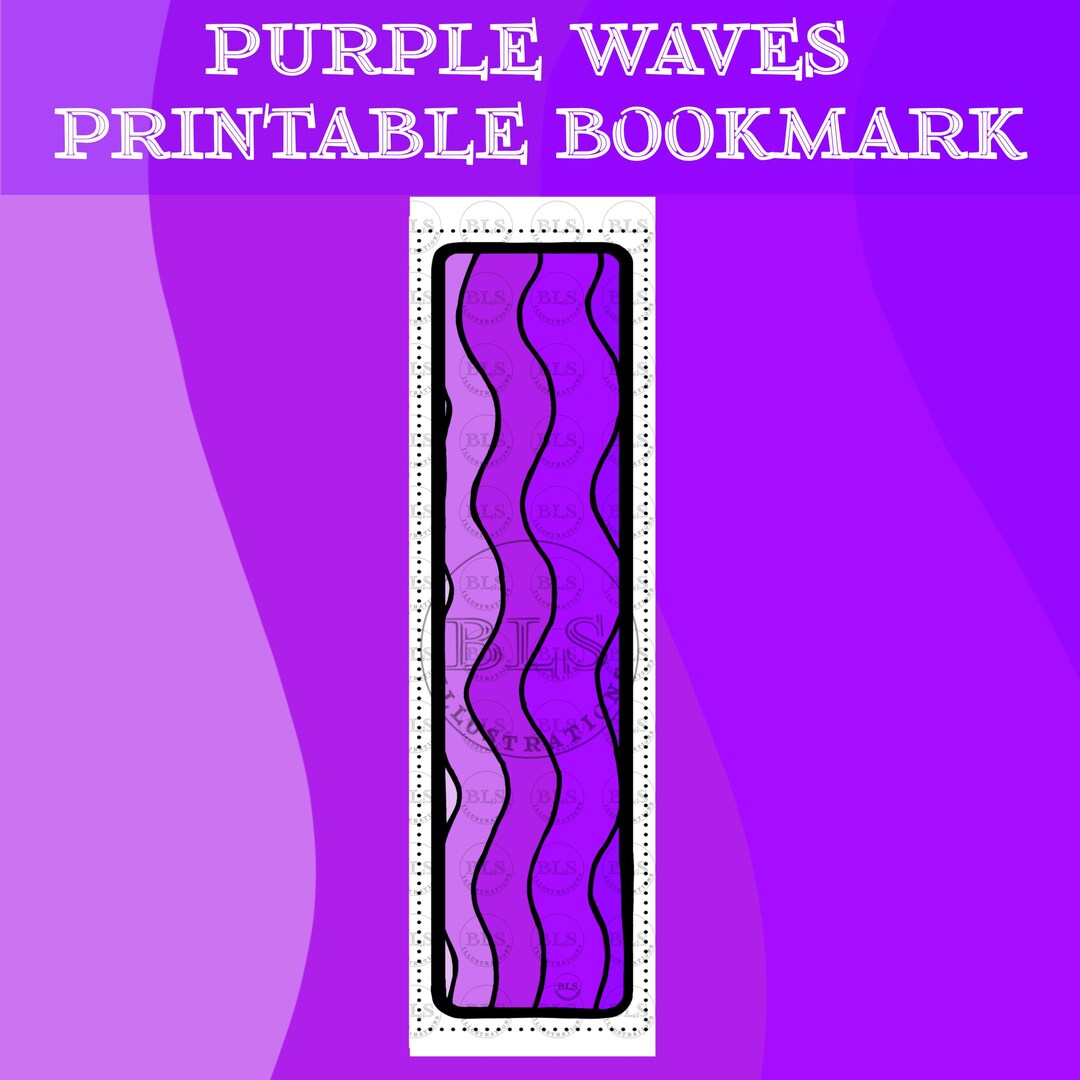 Printable Bookmark-purple Waves Digital Bookmark-bookmark Png-bookmark ...