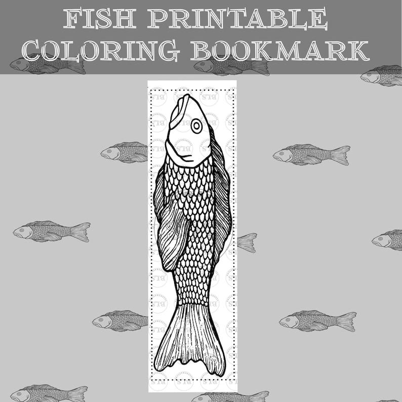 Fish Bookmark Pdf-printable Coloring Bookmark-virtual Study Aid-sea ...