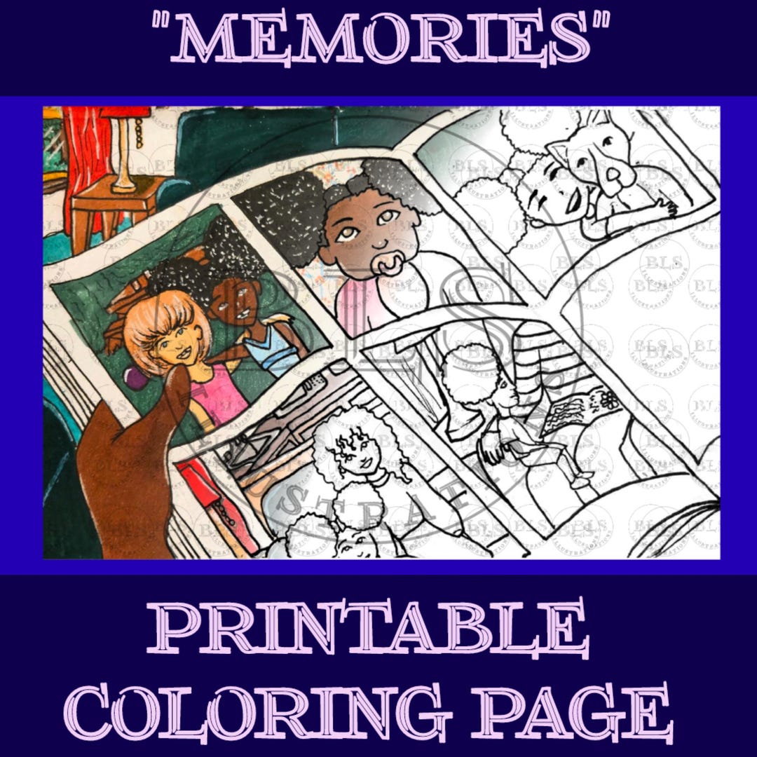 Digital Coloring Sheet-memories Printable Coloring-coloring Page-line ...