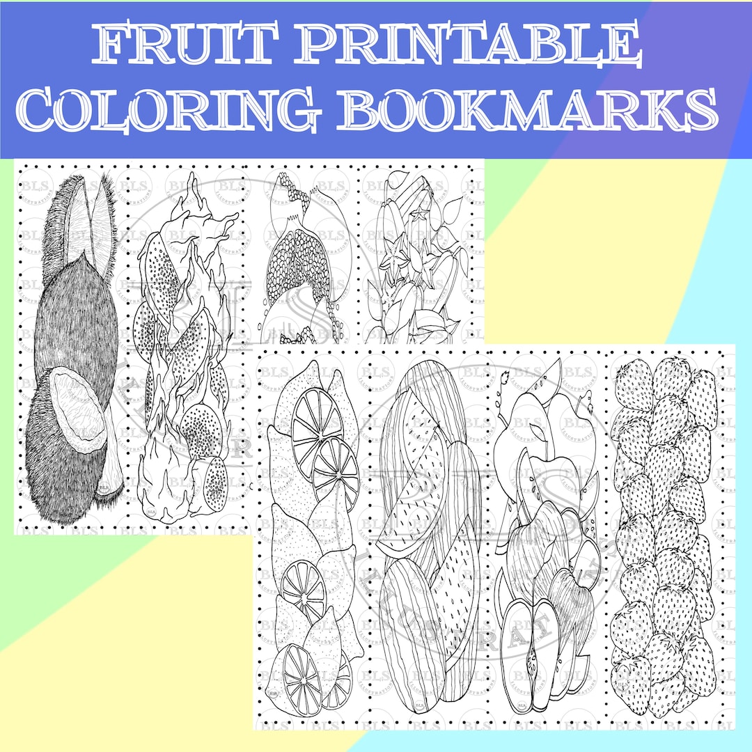 Fruit Printable Coloring Bookmarks-coloring Bookmarks-printable ...