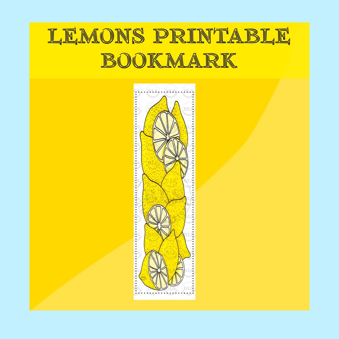 Lemons Printable Bookmark-digital Bookmark-bookmark Design-bookmark Png ...