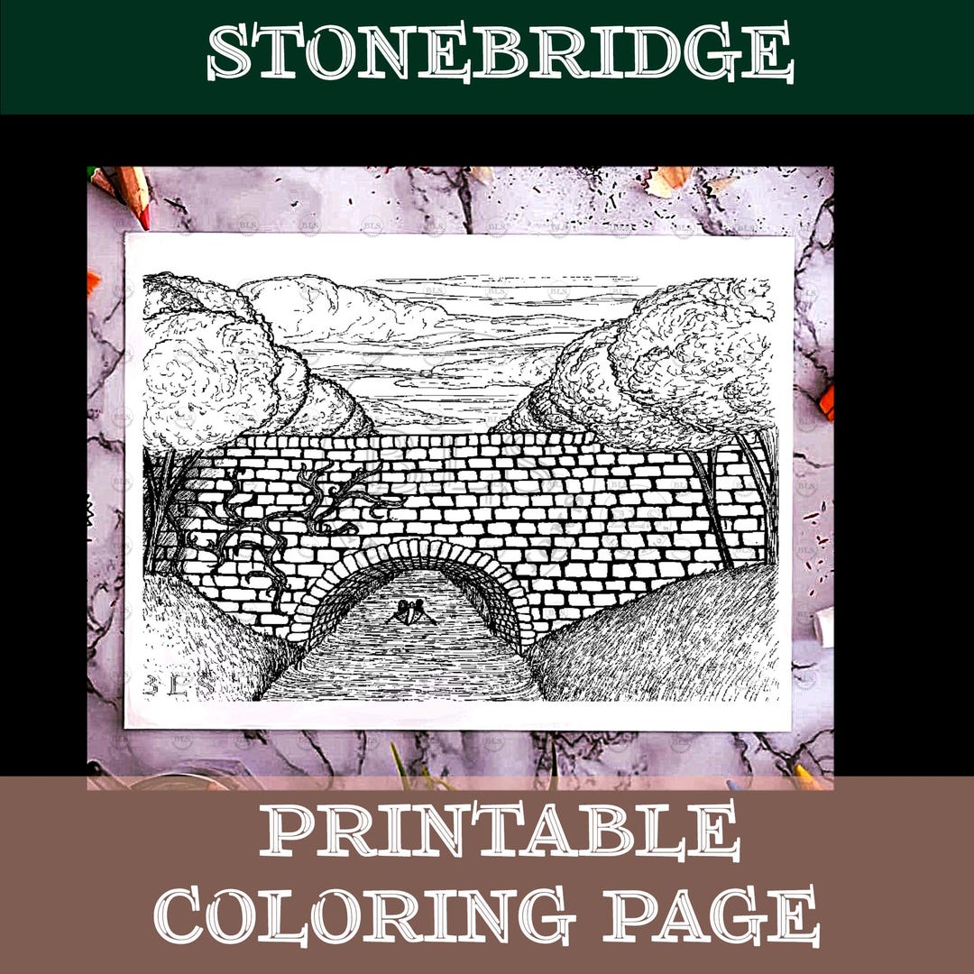Adult Coloring Page-stonebridge Printable Coloring-coloring Page-line ...