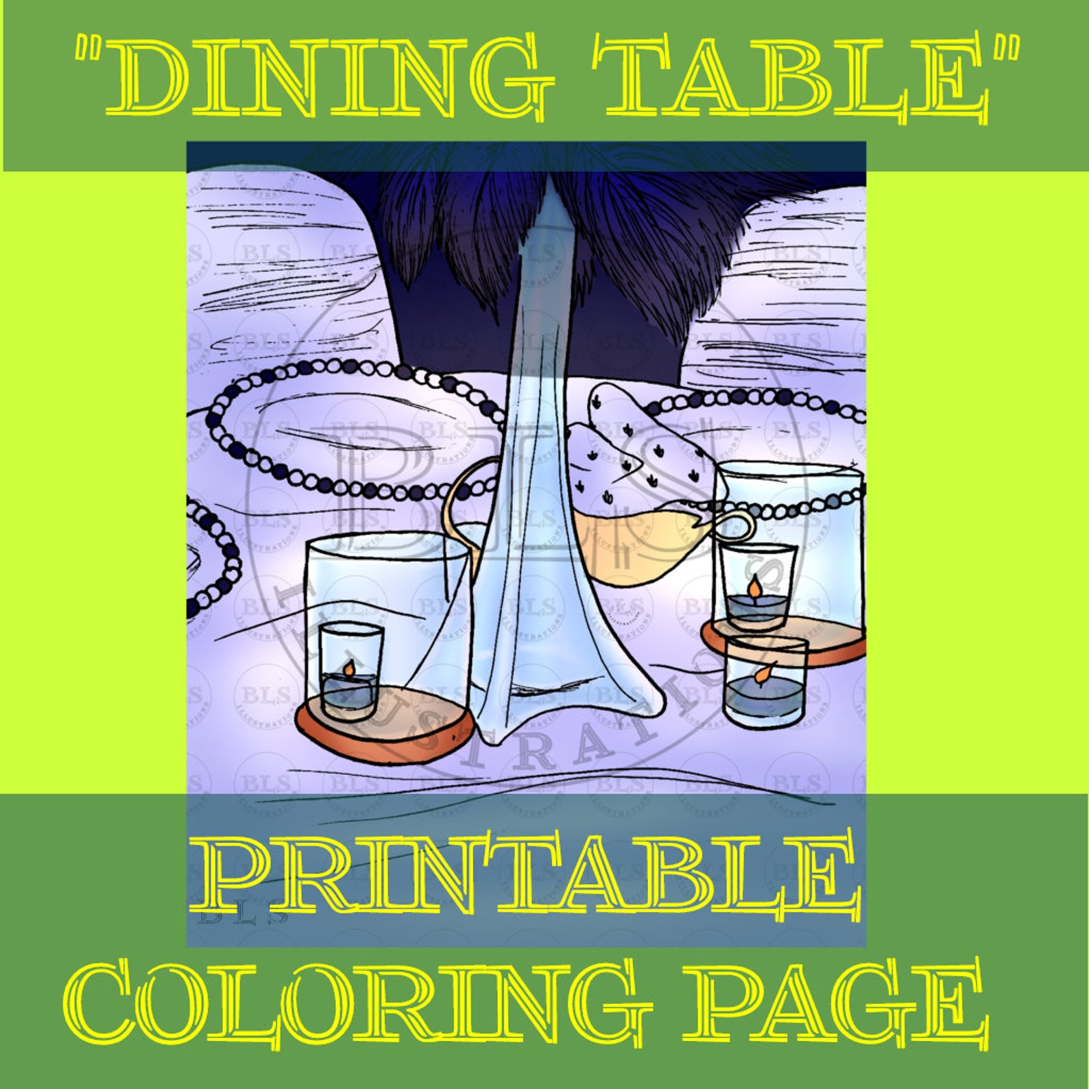 Table à manger à colorier à imprimer Téléchargement numérique Coloriage ...