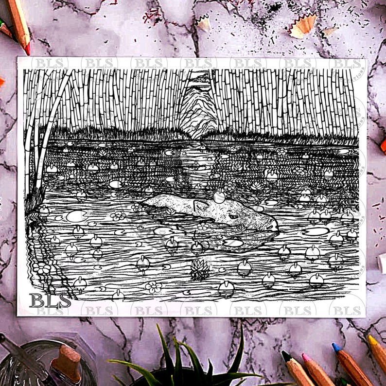 10x8 Coloring Page-oasis Printable Coloring Page - Etsy