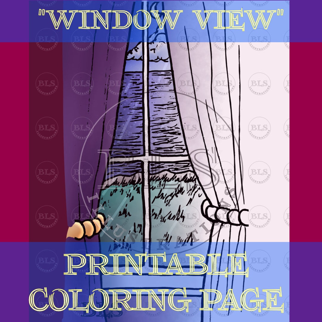 Window View Printable Coloring Page - Etsy