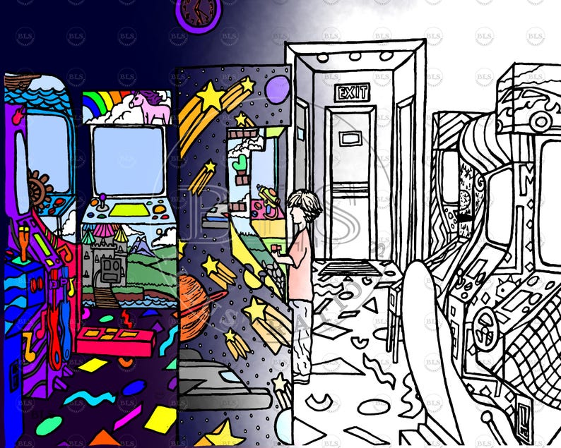 Digital Coloring Sheet-printable Coloring-arcade Coloring Page-indoor ...